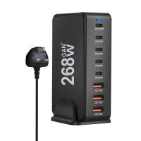 China 268w Gan Multi-ports Usb Type C Fast Charger Adapter Multiple Ports Pd Qc4.0 Desktop Fast Charger Mobile Phone Charger for sale