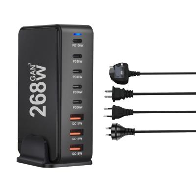 China Us Eu Uk Au Adapters Multi-port 168w Gan Desktop Charger Phone Pd Charger Universal Usb Fast Charging Station for sale