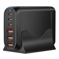 China 120W Fast Wall Charger Block Plug 5 Ports USB Charging Station Power Strip Adapter 3PD Type C and 2 USB a Mobile Phone Chargers for sale