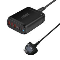 China 200W GAN Desktop Socket 4USB C+2USB 6 Ports High Power Fast Charger for Android Smartphone Universal Travel Wall Charger for sale
