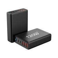 China Wholesale Gan Technology 120w Usb C Desktop Charger Fast Charger Power Adapter Station 6 Port Wall Charger for sale