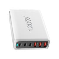 China Wholesale Gan Technology 120w Usb C Desktop Charger Fast Charger Power Adapter Station 6 Port Wall Charger for sale