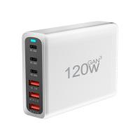 China Wholesale Gan Technology 120w Usb C Desktop Charger Fast Charger Power Adapter Station 6 Port Wall Charger for sale