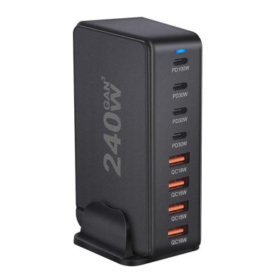 China 240w Gan Charger Multi Port Pd Pps Qc4.0 Usb Type C Desktop Fast Charger Station for I Phone Macbook Laptop Ipad for sale