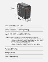 China Factory Silkscreen Gan 65w Power Adapter Eu Us Plug 3 Ports Qc 3.0 Type-c Pd Mobile Phone Travel Chargers 65w Gan Charger for sale