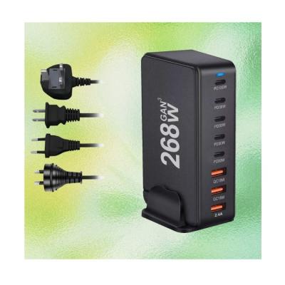 China New Style 268w Gan Charger 8 in 1 Hub Usb C Desktop Family Phone Charging Station for Multiple Devices Charging Ports for sale