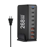 China New Style 268w Gan Charger 8 in 1 Hub Usb C Desktop Family Phone Charging Station for Multiple Devices Charging Ports for sale
