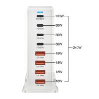 China 240W 65watt 8-Port USB Charger Charging Station for Multiple Devices with LED Display (Laptops/Tablets/Phones) for sale