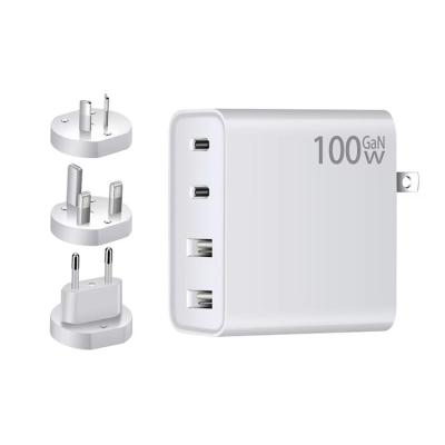 China 4 Ports Usb-c Pd Gan Charger 100w Quick Charger 3.0 Fast Delivery Usb Desktop Charger Adapter for Macbook/laptops/phone Table for sale