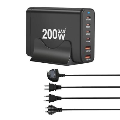 China 200W 6ports USB C Fast Charging Station PPS PD 65W Laptop Charger Adapter Phone Type C Usb C Charger Block for sale