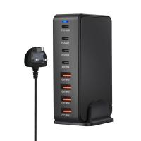 China Universal 240W Fast Charging 8 Port PD & QC USB Tower Hub 4C4A PD GaN Charger Box for sale