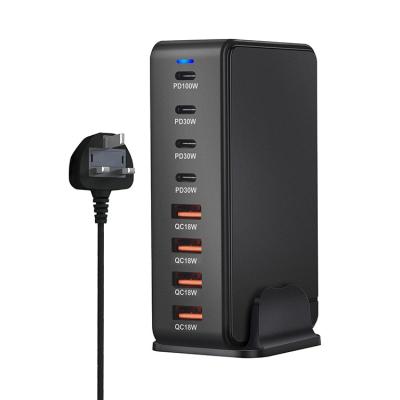 China Universal 240W Fast Charging 8 Port PD & QC USB Tower Hub 4C4A PD GaN Charger Box for sale