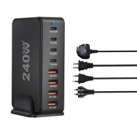 China Universal 240W Fast Charging 8 Port PD & QC USB Tower Hub 4C4A PD GaN Charger Box for sale