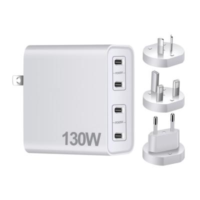 China 130w 166w Gan' Charger 4 Ports Pd Portable Fast Charger With Usb Type C Quick Wall Charger Smartphone Laptop Adapter for sale