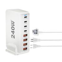 China 240W 8 Port USB Charging Station 65W Type C Fast Charging Charger Laptop GaN Power Adapter With Cell Phone Accessories for sale