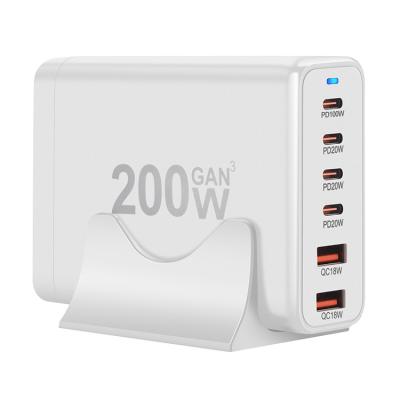 China 200W Compact Pd PPS Quick Charging Carregador Usb Type c 6 Ports Usb Charger Fast Charge for sale