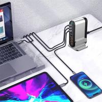 China Oem Plug 300W GaN III USB C Charger Block 8 Port LED USB C Charging Station Hub Block Wall Charger Power Strip for sale