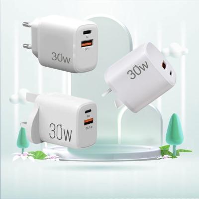 China 30W Durable Dual Port QC PD 3.0 Power Adapter Double Fast Plug USB C Wall Charger Usb Charging Block for I Phone for sale