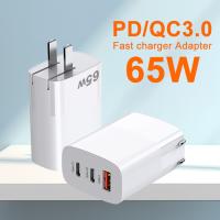 China 65w CCC Gan Pps Qc 3.0 Pd Uk Au Plug Universal Type Usb C Fast Mini Portable Laptop Travel Wall Adapter Chargeur Phone Charger for sale