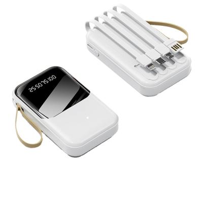 China 2025 Hot Sale 20000mAh Portable Power Bank 20W Super Fast Charging Power Banks With LED Display Built in 4 Cable Power Bank for sale