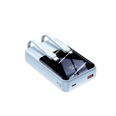 China 2024 Hot Sale 20000mAh 35W Super Fast Charging Power Bank Station With LED Display Built in Double-Cable Power Bank for sale