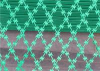 China Sprayed Welded Square Hole Razor Mesh Fence 10X15 Razor Blade Barbed Wire for sale