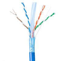 China Solid Bare Copper Cat6a Lan Cable Shielded Riser 1000ft Blue 23AWG 750MHz PoE++ for sale