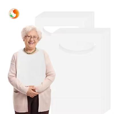 China Waterproof Oil Proof Disposable Adult Dining Bibs 15.75x23.6 Inch with Crumb Catcher - 30/50/100 Pack Options for sale