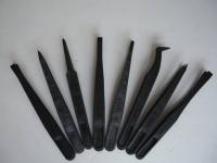 China Acid Alkali Resistant ESD Plastic Tweezers 200mm Anti Static Carbon Fiber for sale