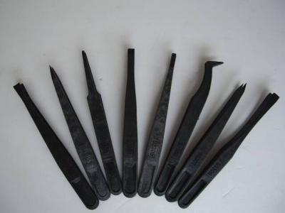 China Acid Alkali Resistant ESD Plastic Tweezers 200mm Anti Static Carbon Fiber for sale