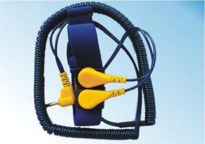 China Blue White Gauze Two Circuit ESD Grounding Wrist Strap For Factory Worker Use for sale