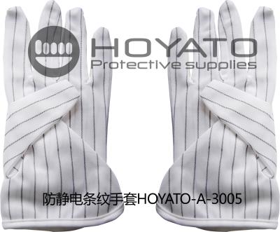 China ESD Anti Static Gloves White Two Sided Striated Gloves For PCB Board Manufacturing for sale
