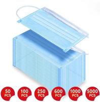 China 3 Ply Disposable Non Woven Face Mask Ear Loop 17.5x9.5cm Blue White for sale