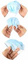 China 3 Ply Disposable Non Woven Face Mask Ear Loop 17.5x9.5cm Blue White for sale