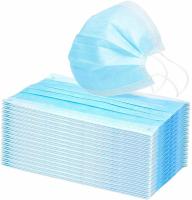 China 3 Ply Disposable Non Woven Face Mask Ear Loop 17.5x9.5cm Blue White for sale
