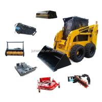 China 75 KW Hydrostatic Four-wheel Skid Steer Loader with Trencher/Concrete Mixer/Pallet Fork for sale