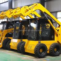 China 75 KW Hydrostatic Four-wheel Skid Steer Loader with Trencher/Concrete Mixer/Pallet Fork for sale