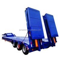 China Used 3 Axle 60t 70t 80t Heavy Duty Hydraulic Gooseneck Detachable Low Loader Truck/Lowbed/ Lowboy Low Bed Semi Trailer for sale