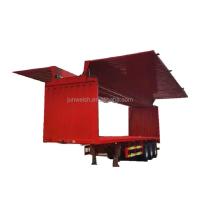 China 3 Axle 40ft Gooseneck Curtain Side Curtainsider Cargo Wing Open Box Van Box Truck Semi Trailer in HOWO for sale