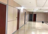 China Toughened Safety Wood And Glass Partition Wall With Aluminum Frame for sale