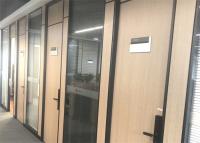 China Full Height Office Wooden Partitions , Hall Partition With Wood And Glass for sale