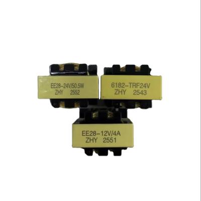 China Free Sample EE28 220VAC to 24VAC Ferrite Core Power Transformer with Copper Winding 12V 24V 50W High Frequency Lighting for sale