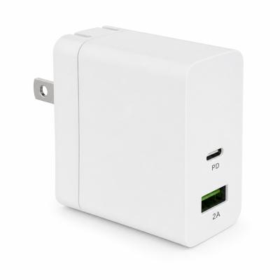 China 45W GaN PD Fast Charger USB-C Wall Adapter Dual Port Type C Power Delivery Foldable US Plug for Laptop Phone Tablet OEM ODM for sale