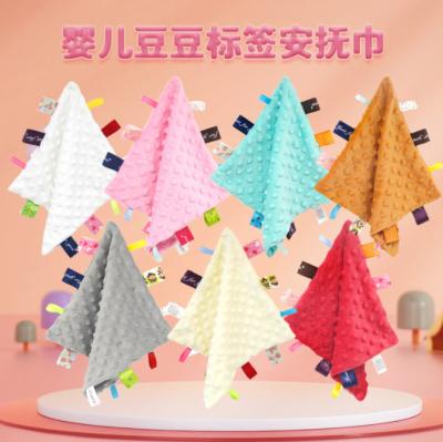 China 25X25 knitted super soft comforting towel, bean color label, newborn comforting towel for sale