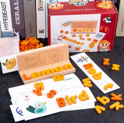 China Pallet Type Wooden Educational Toys  Spelling Game Early Education English Letter Card for sale
