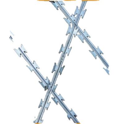 China BTO-22 Cross Barbed Concertina Razor Wire 500mm-960mm Diameter with Anti-Corrosion Galvanized Coating for sale