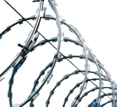 China Bto-22 Galvanized Razor Barbed Wire Coils with Loops Dia 600 mm Used Garden Fence for Anti-Piracy for sale