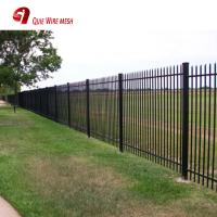 China 2.7 m high spear points wholesale exterior durable public industrial security powder coated wrought iron fencing for sale