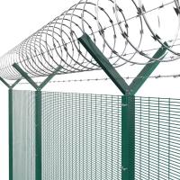 China High Security Anti Climb Flat Bar 358 Dense Mesh Fence Panel with Barbed Wire from Anping for sale