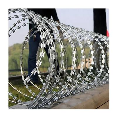 China Rust Proof Snake Razor Barbed Wire Fence for Sale Pakistan Philippines Cost Per Metre Rapid Mobile Security Barrier with Trai for sale